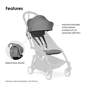 BABYZEN YOYO 6+ Color Pack, Grey - Includes Seat Cushion, Matching Canopy & Zippered Back Pocket - Requires YOYO2 Frame (Sold Separately)