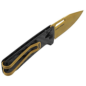 SOG Ultra XR Everyday Carry Slimline Ambidextrous CRYO CPM S35VN Stainless Steel Folding Knives | Titanium Pocket/Money Clip, Carbon/Gold