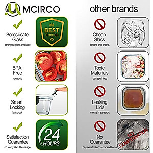 M MCIRCO [5-Packs, 36 Oz.] Glass Meal Prep Containers with Lifetime Lasting Snap Locking Lids Glass Food Containers,Airtight Lunch Container,Microwave, Oven, Freezer and Dishwasher (4.5 Cup)