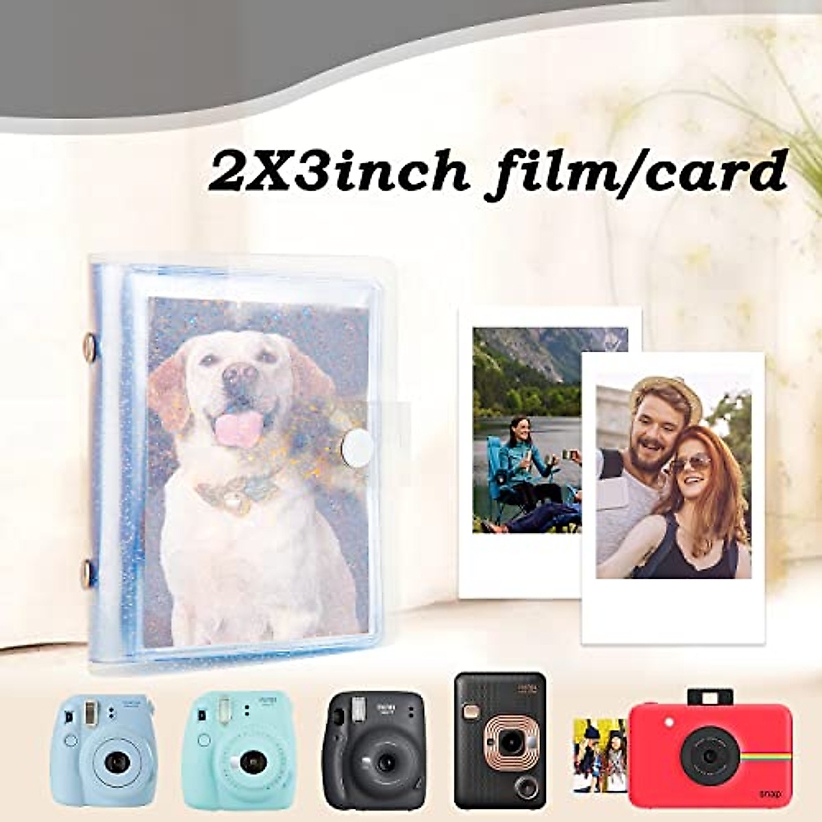 2Packs 36 Pockets 2x3 Photo Album for Fujifilm Instax Mini 12 11 9 Camera, Polaroid Snap, Z2300, SocialMatic Instant Cameras & Zip Instant Printer (White)