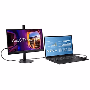 ASUS ZenScreen 17” 1080P Portable USB Monitor (MB17AHG) - Full HD, IPS, 144Hz, USB Type-C, FreeSync Premium, Eye Care, L-shaped kickstand, Tripod Mountable, HDMI, FSC Certified, 3-Year Warranty,BLACK