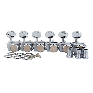 Guyker 6-in-line Vintage Guitar Lock String Tuners – Locking Tuning Key Pegs Machine Heads Replacement Parts for ST TL Style Electric Guitars Gear Ratio 1:15 – chrome