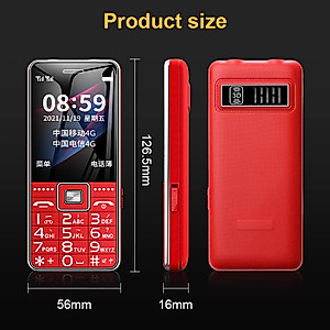 Unlocked GSM Big Button Feature Cell Phone for Elderly, 2.4" Screen Dual SIM 6800mAh Battery SOS Key Mobile Phone Easy to Use (Red)