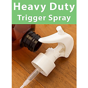 JUVITUS 16 oz / 500 ml Amber Slim PET Plastic Bottles (BPA Free) with White Trigger Spray Top (6 Pack)