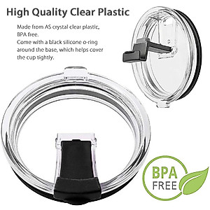 Gteller Tumbler Replacement Lid for 20 oz, 30 oz Tumbler - Splash Resistant, Leak Spill Proof and Straw Friendly (20 oz Black)