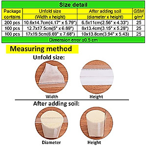 Huvai 400Pcs Degradable Non-Woven Plant Nursery Bags Plant Seeding Bags ( 100 Pcs 6.69" x 7.68"; 200 Pcs 4.17" x 5.79"; 100 Pcs 5" x 6.89" )