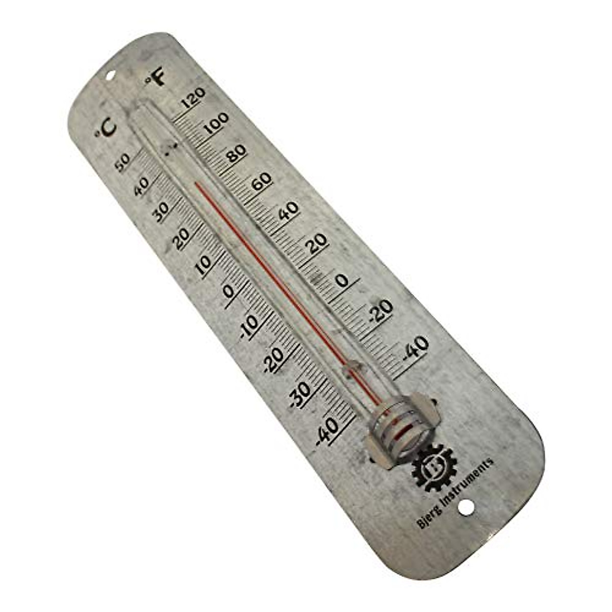 Bjerg Instruments Galvanized Steel Large Outdoor Thermometer 11.65 Inch Wall Thermometer