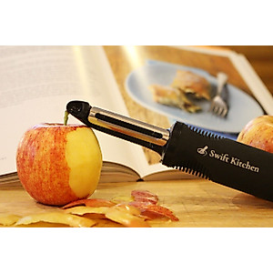 Swift Kitchen Vegetable Peeler with Ultra Sharp Surgical Grade Stainless Steel - Multipurpose, Rustproof, Dishwasher Safe - Peelers for Kitchen, Potato, Apple, Veggie, Fruit
