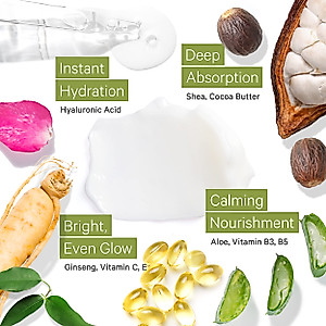 Tree to Tub Hydrating Face Moisturizer for Dry & Sensitive Skin - Water Based Hyaluronic Acid Facial Moisturizer, Moisturizing Face Cream for Women & Men w/Organic Aloe, Green Tea, Natural Ginseng