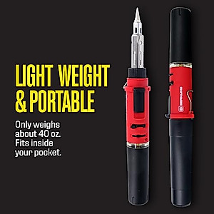 Berkling BSG-568 3-IN-1 Cordless Butane Gas Soldering Iron, Heat Gun Blower, Mini Torch - Self-Ignite, Instant Start, Rechargeable, Light Weight, Portable, Adjustable Flame Control, Up to 90 Mins