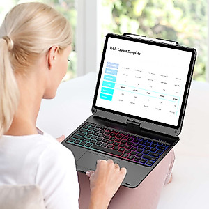 Touchpad Keyboard Case for iPad Pro 12.9 2022 6th Gen/2021 5th Gen/2020 4th Gen/2018 3rd Gen - Backlit Trackpad Keyboard Folio Smart 360° Rotatable Stand Cover,Support Apple Pencil Charging(Black)