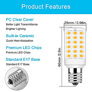 Fridge LED Lamp Kei D28k 4w Kel2812 Freezer Bulb Kei D28m Kel 2815 Fit for Frigidaire Kenmore Electrolux Refrigerator Light Bulb 5304498578 E17 Intermediate Base, 100-265V Warm White 820LM, 1 Pack