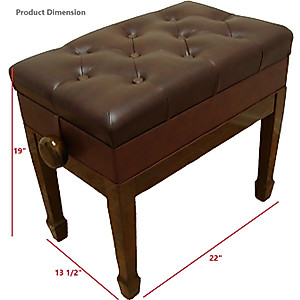 CPS Imports Adjustable Artist Piano Bench Stool in Walnut with Music Storage
