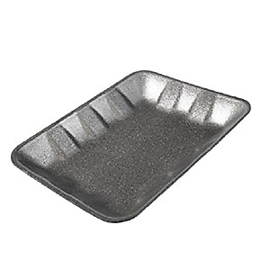 CKF 4DBK, 4D Black Foam Meat Trays, Disposable Standard Supermarket Meat Poultry Frozen Food Trays, 125-Piece Bundle