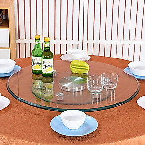 20 Inch（50 cm） Glass Lazy Susan, Round Kitchen Turntable with Steel Bearings, Heavy Duty Rotating Tray for Dining Table Serving Plate