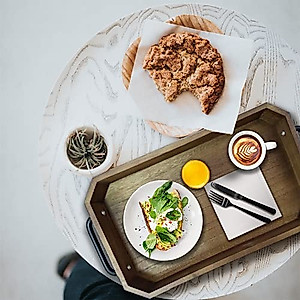 Serving Tray for Coffee Table Wood Decorative Tray with Handles for Eating Ottoman Wooden Food Large Breakfast Tea Couch Dinner Trays for Living Room