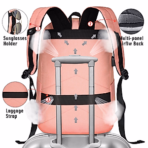 ZOMAKE Travel Laptop Backpack for Women Men:Anti Theft Water Resistant College School Bag - Computer Bookbag with USB Charging Port Business Work Backpacks Fits 15.6 Inch Laptop (15.6 Inch,a-pink)