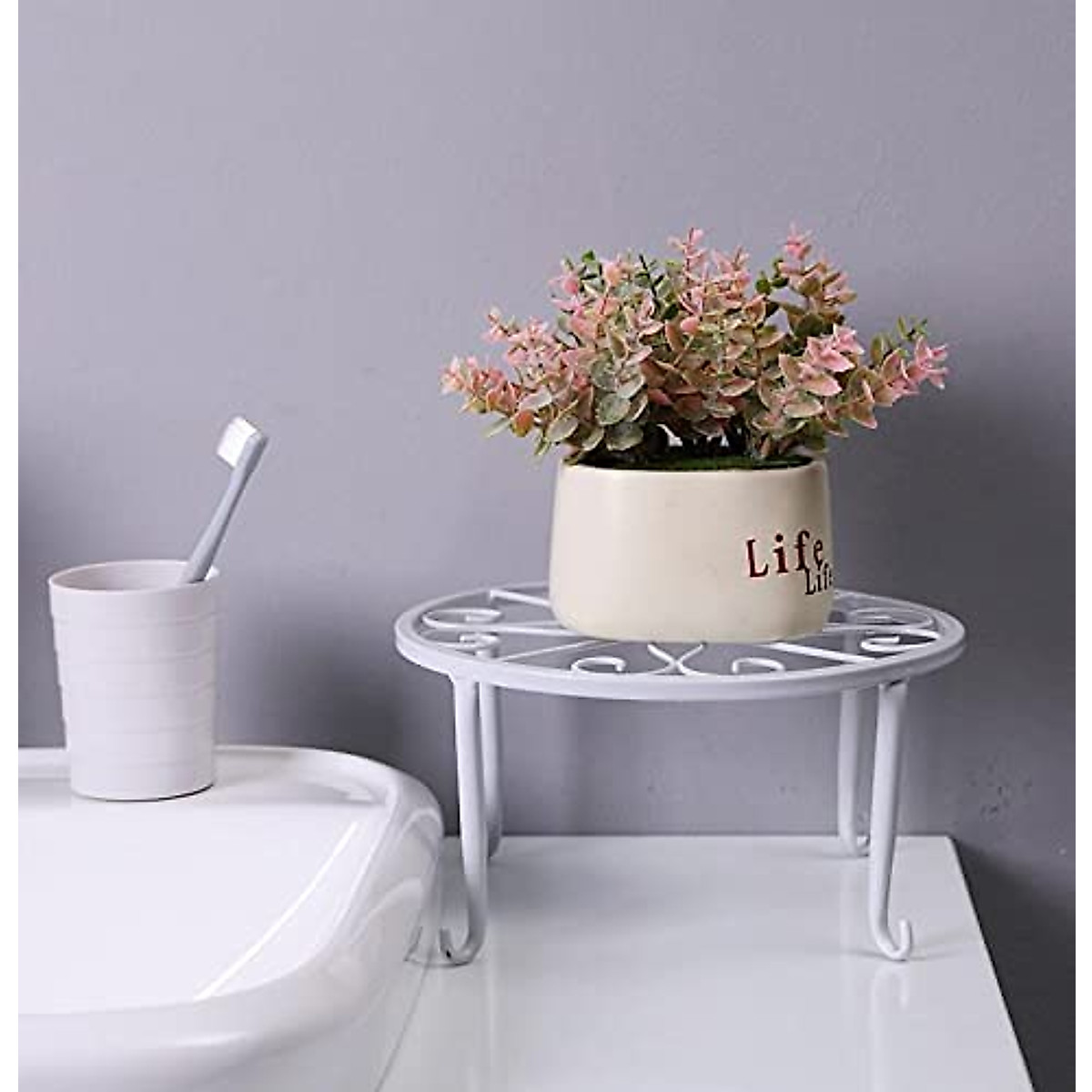 Tosnail 4 Pack 9" Metal Plant Stands for Indoor and Outdoor, Planters Stand, Flower Pots Holder, Beverage Dispenser Stand, Pumpkin Stand for Floor and Tabletop Decoration - White