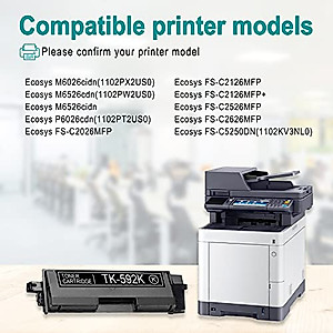 GRATLOV 1 Pack Black TK-592 TK592 1T02KV0US0 Compatible Toner Cartridge Replacement for Kyocera Ecosys M6026cidn(1102PX2US0) M6526cdn (1102PW2US0) M6526cidn Printer Ink Cartridge