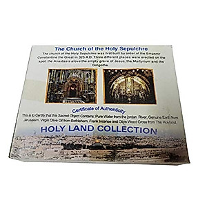 Bethlehem Gifts TM 3 in 1 Holy Land Collection Holy Jordan River Water, Jerusalem Soil, Bethlehem Olive Oil