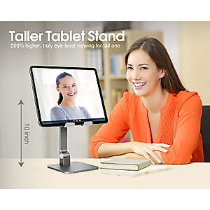 elitehood Aluminum iPad Stand, Adjustable iPad Stand Holder for Desk, Desktop Tablet Stand Dock for iPad Pro 12.9 11, iPad Air Mini 4 5 and More 4-13 inches Tablets, Gray