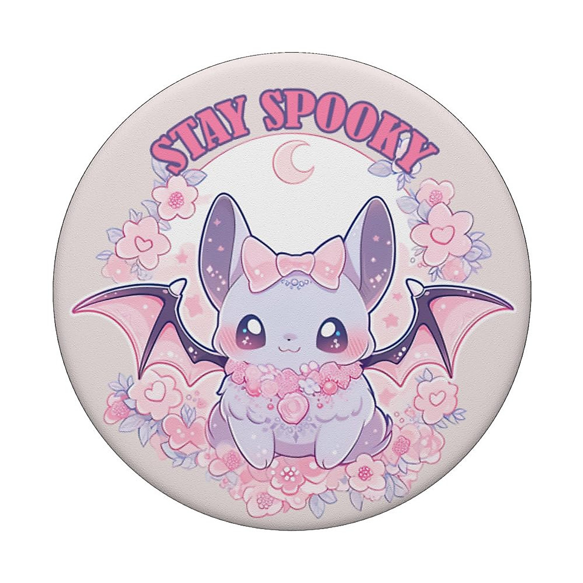 Stay Pooky Cute Kawaii Bat Halloween Vampire Bat Pastel Goth PopSockets Swappable PopGrip