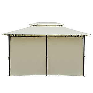 Outsunny 10' x 13' Patio Gazebo, Outdoor Gazebo Canopy Shelter with Curtains, Vented Roof, Steel Frame for Garden, Lawn, Backyard and Deck, Cream White