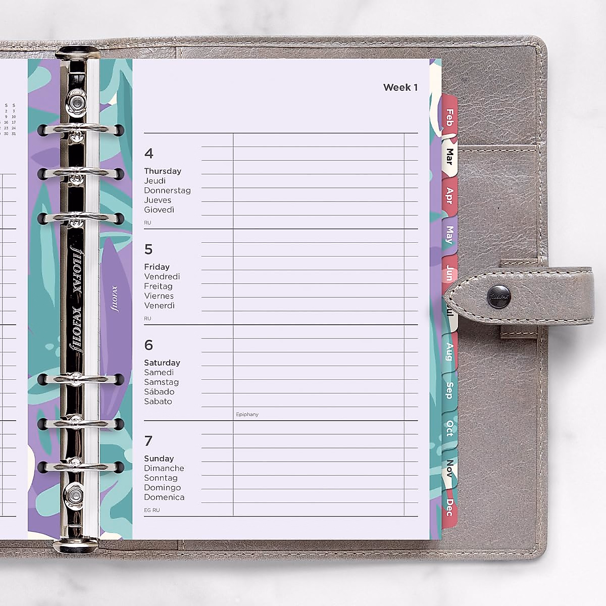 Filofax A5 Illustrated Floral Week on 2 Pages 2024 Diary Pack