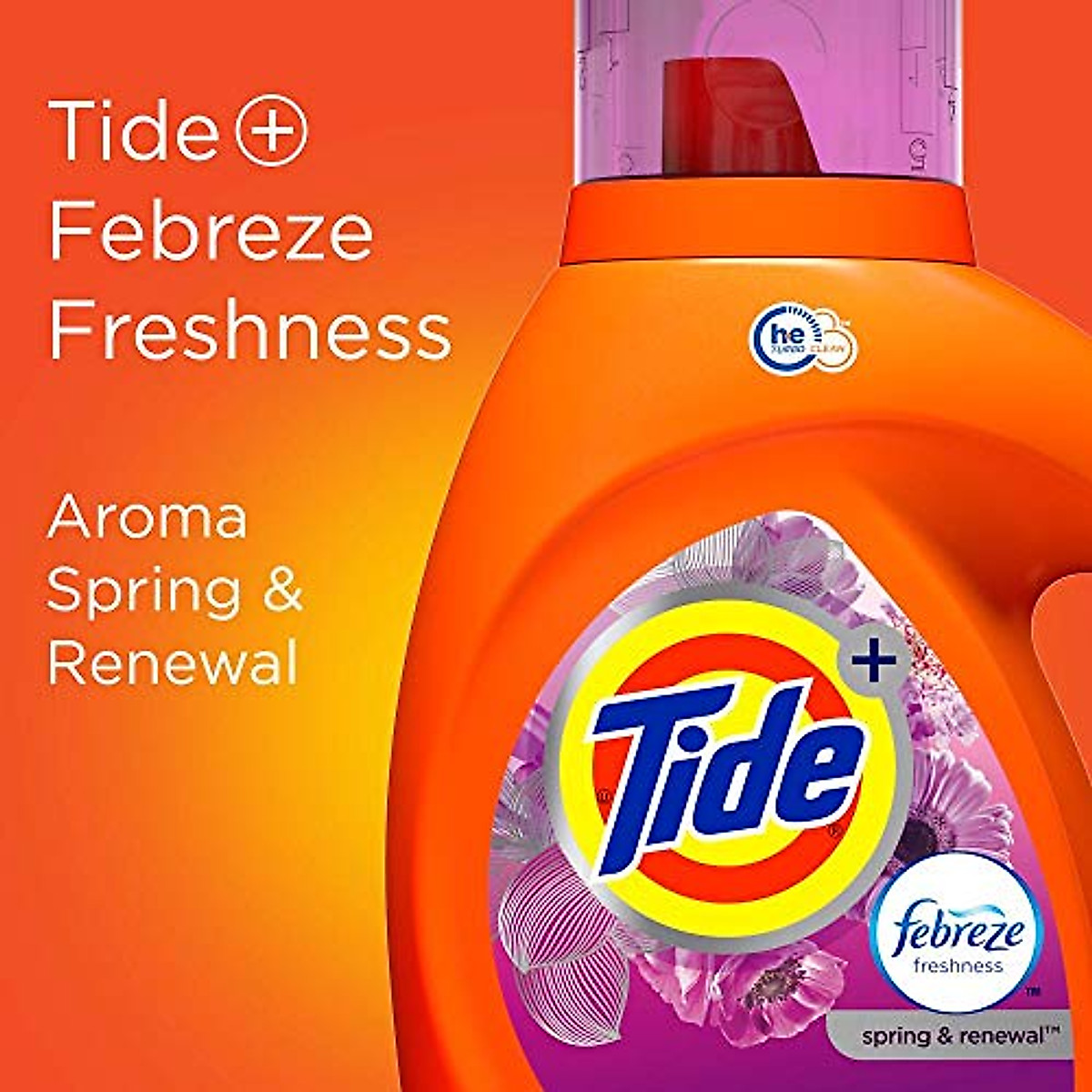 Tide Plus Febreze Freshness HE Turbo Clean Liquid Laundry Detergent, Spring Renewal Scent, 2.72 L (59 Loads) (Packaging May Vary)