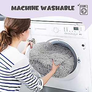 Himax Calming Dog Bed & Cat Bed, Fluffy Dog Bed with Blanket Attached, Round Dog Beds for Small, Medium Dogs and Cats (20"/26"/35")