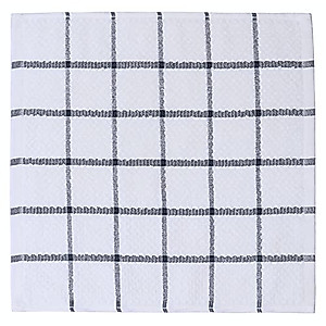 PPAXL Cotton Grid Dish Cloths, Terry Cleaning Rags, 12 x 12 Inches, Light and Soft, Quick Drying Dish Rags, 8pc/Set (Grey)