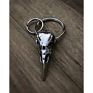 Bravo Bells Raven Skull Diamond Keychain - Pewter Keychain for Bikers - Made in The USA
