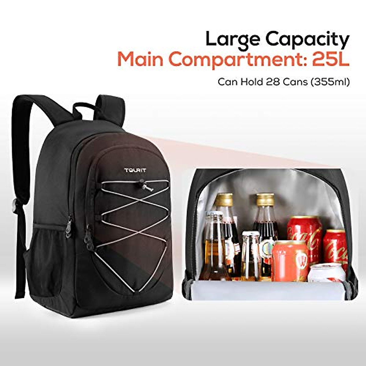 TOURIT Insulated Backpack Cooler 28 Cans Leakproof Lightweight Cooler Backpack for Men Women to Work, Picnics, Hiking, Beach, Park or Day Trips