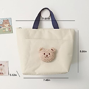Josfey Kawaii Lunch Bag Cute Lunch Box Aesthetic Lunch Bag Insulated Lunch Bag Women Lunch Box Lunch Bag for Women (Navy Blue-A)