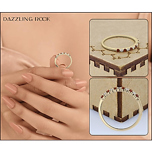 Dazzlingrock Collection Alternate Round Garnet & White Diamond Stackable Wedding Ring Band for Women in 14K Yellow Gold Size 6