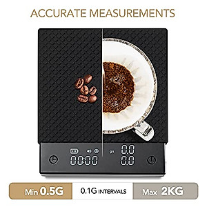 TIMEMORE Exclusive - Black Mirror Basic PRO Coffee Scale with Timer, Espresso Scale with Flow Rate Function, 2000g/0.1g High Accuracy, Digital Coffee Scale for Pour Over Drip Coffee, Black