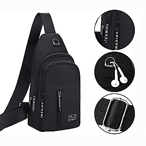 Fanny Pack for Men - Strap Backpack Bag Crossbody Waterproof Backpack with USB Headphone Hole Strap Crossbody Chest Bag