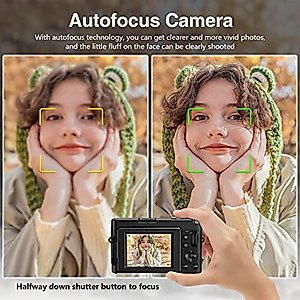 4K Digital Camera 60FPS Auto Focus 48MP Vlogging Video Camera 16X Digital Zoom Camera with 180°Flip Screen Anti-Shake Compact Camera for Beginner 32GB Memory Card