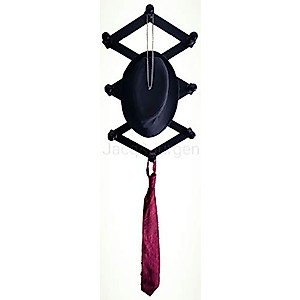 Jacq & Jürgen Expandable 10 Peg Wall Mount Storage Rack 100% Wooden & Black Color