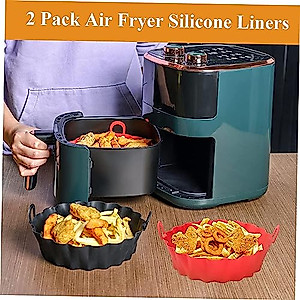 YARNOW 2pcs Air Fryer Pan Parchment Paper Air Fryer Silicone Oven Liner Oven Roasting Pan Air Fryer Baking Tray Air Fryer Accessories Air Fryer Silicone Liner Air Fryer Liner Pad Bread