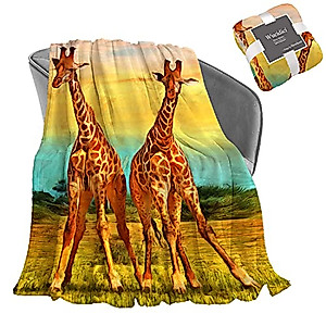 Wucidici Giraffe Painting Throw Blanket Lightweight Soft Cozy Blanket for Couch Sofa Bed 50"x 60"