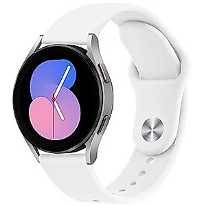 Wanme for Samsung Galaxy Watch 4/5 Bands 40mm 44mm, Galaxy Watch 5 Pro Band 45mm Women Men, 20mm Adjustable Soft Silicone Sport Strap Replacement Wristbands for Samsung Watch 4/5 Bands (White)