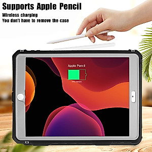 ipad 10.2 Waterproof Case 2021/2020/2019,ACase iPad 7th/iPad 8th/iPad 9th Generation IP68 Waterproof ipad 10.2 Cover with Strap Stand Pencil Holde Built-in Screen Protector Rugged Shockproof Case