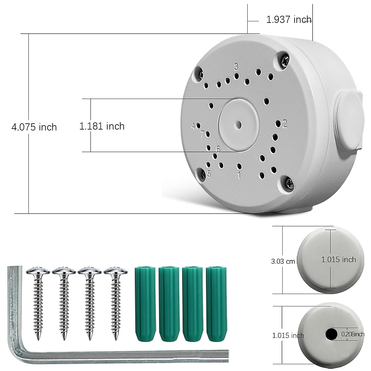 (Metal Aluminum & Waterproof) Junction Box Mount Bracket, Universal for Bullet Security Camera, Aluminum Waterproof Hide Cable Junction Box Compatible with Solar Panel, Fits Wall Ceiling (4pcs)