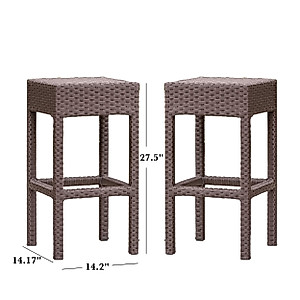 Christopher Knight Home Milton Outdoor Wicker Backless Bar Stools, 2-Pcs Set, Dark Brown