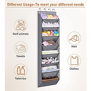 KEETDY Over the Door Shoe Organizer with 8 Deep Pockets, Hanging Shoe Rack for Closet Hanger Fits 20 Pairs Shoe Holder for Narrow Door Shoe Storage, Grey