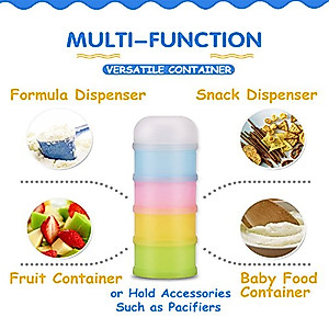 Formula Dispenser, Kidsmile Twist-Lock Stackable On-The-Go BPA Free Milk Powder Box Baby Food Storage Container Snack Cups for Toddlers - 4 Feeds, no Powder Leakage