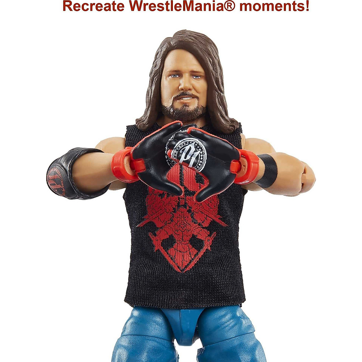 Mattel ​AJ Styles WrestleMania Elite Collection Action Figure with entrance shirt & Vince McMahon Build-A-Figure Pieces, 6-in / 15.24-cm Posable Collectible Gift for Fans Ages 8 Years Old & Up