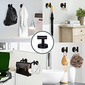 Moptrek Hooks, Bathroom Hook SUS 304 Stainless Steel Heavy Duty Door Hanger Coat Robe Clothes Modern Wall Hook Holder for Bathroom Kitchen Bedroom Pool Hotel 4 Packs (Matte Black)