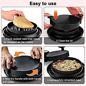 Chicken Shredder, Alternative to Bear Claws Meat Shredder, Meat Shredding Tool with Handles and Non-Skid Base Suitable for Pulled Pork, Beef and Chicken (Gray)